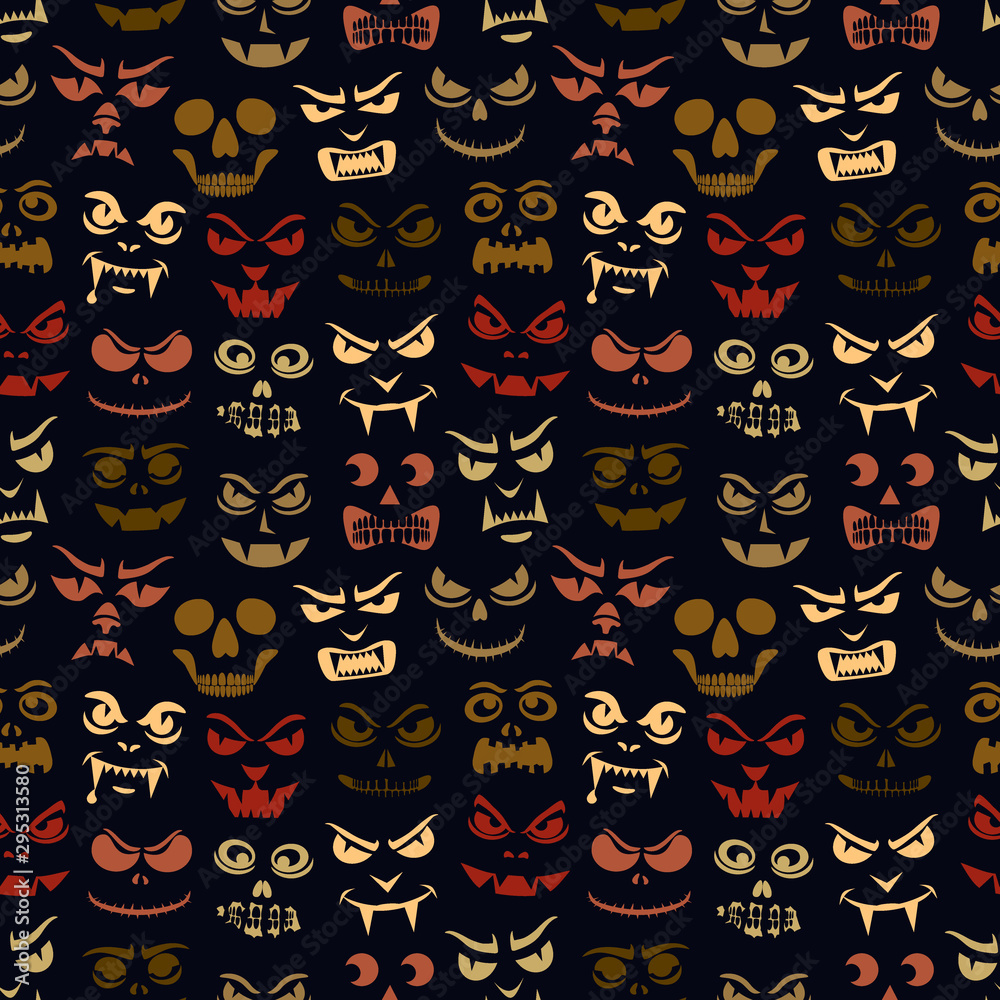 Funny Monsters Seamless Pattern Halloween Holiday Character