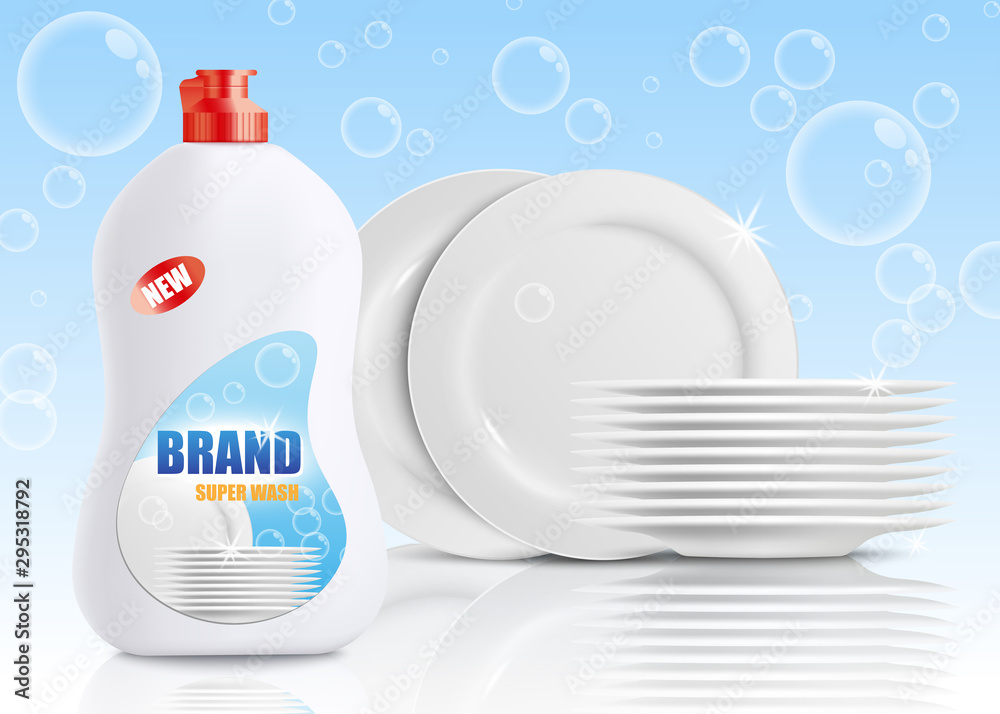 Super wash dish washing detergent advertisement poster Stock Vector ...