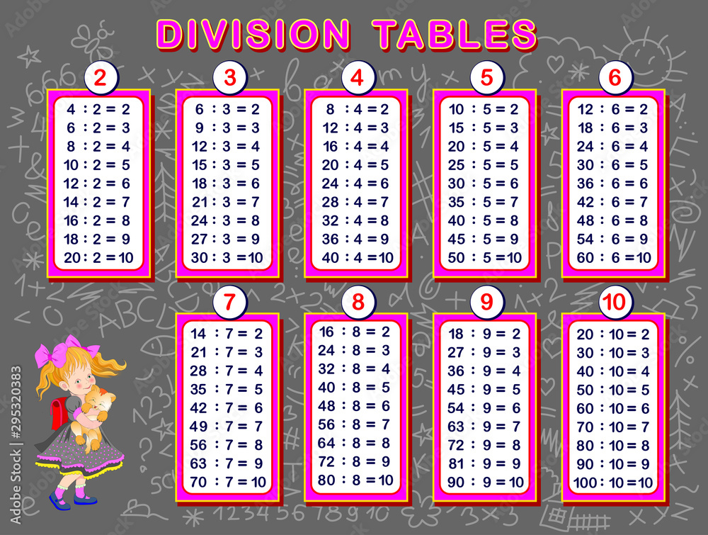 Vetor de Division tables for little children. Educational page for ...
