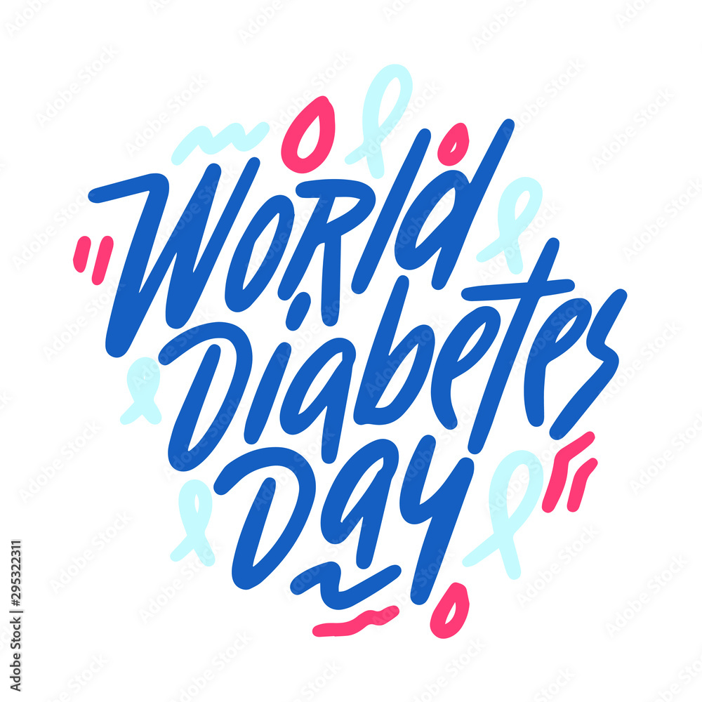 World diabetes day hand drawn vector lettering. Isolated on white ...