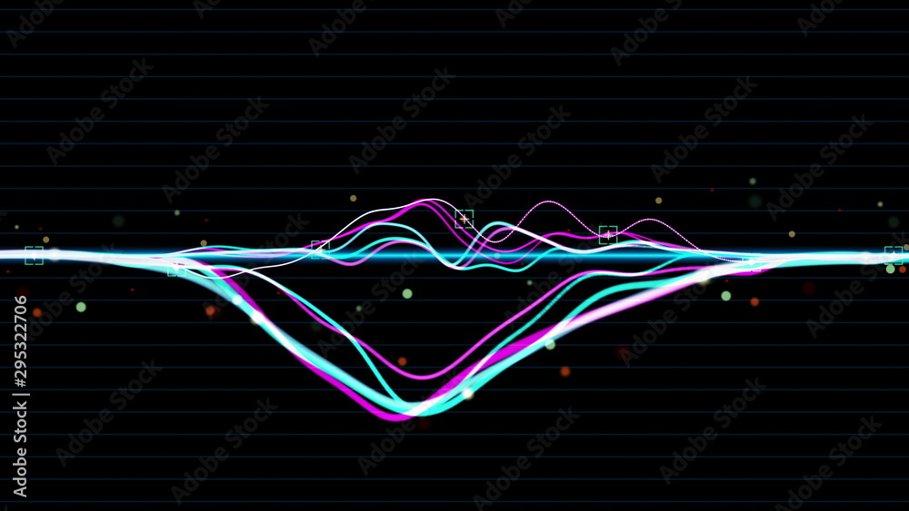 audio waveform animation spectrum sound equalizer 3D rendering ...