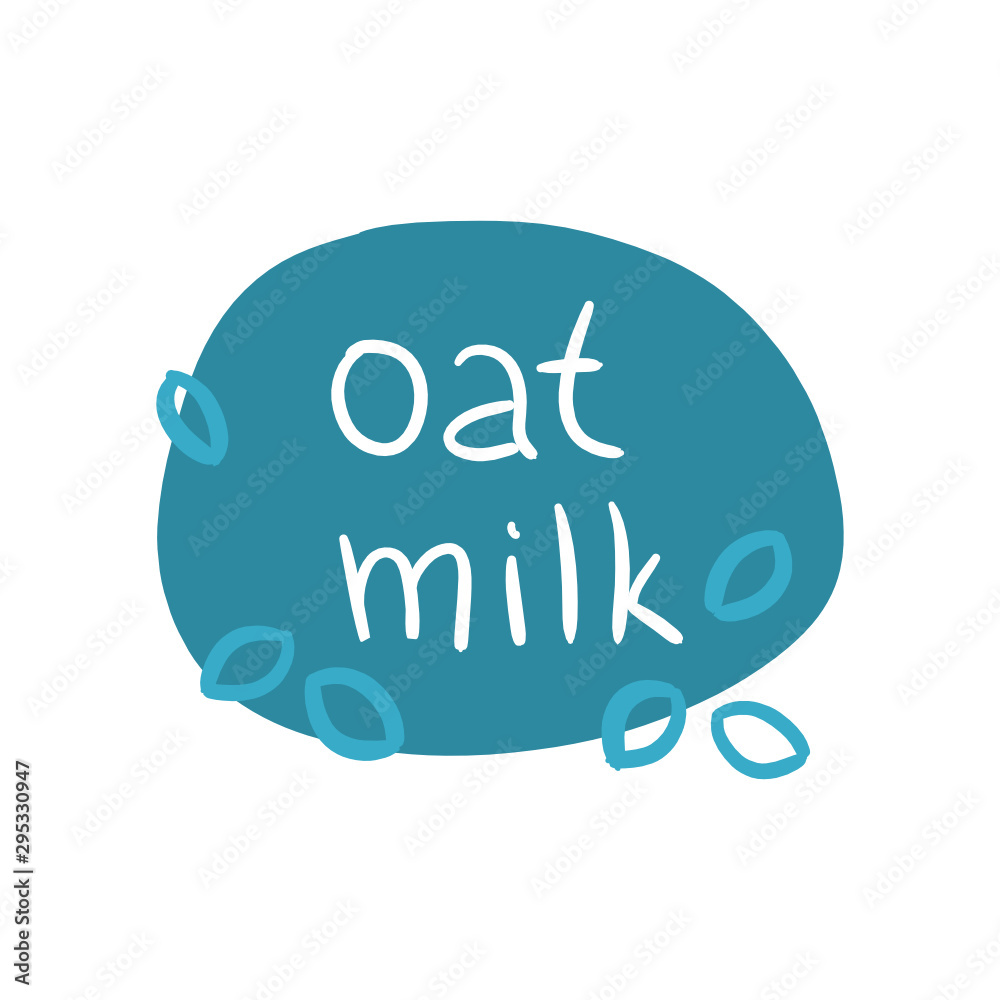 Simple oat milk badge with lettering. Blue color. Isolated vector ...