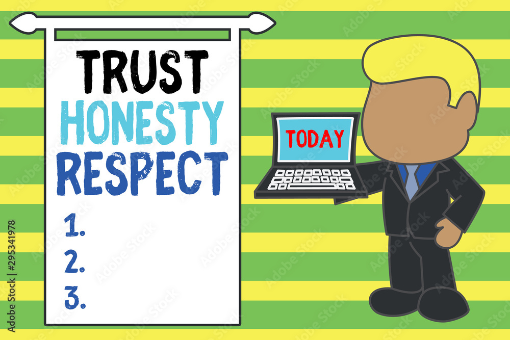 Word writing text Trust Honesty Respect. Business photo showcasing ...