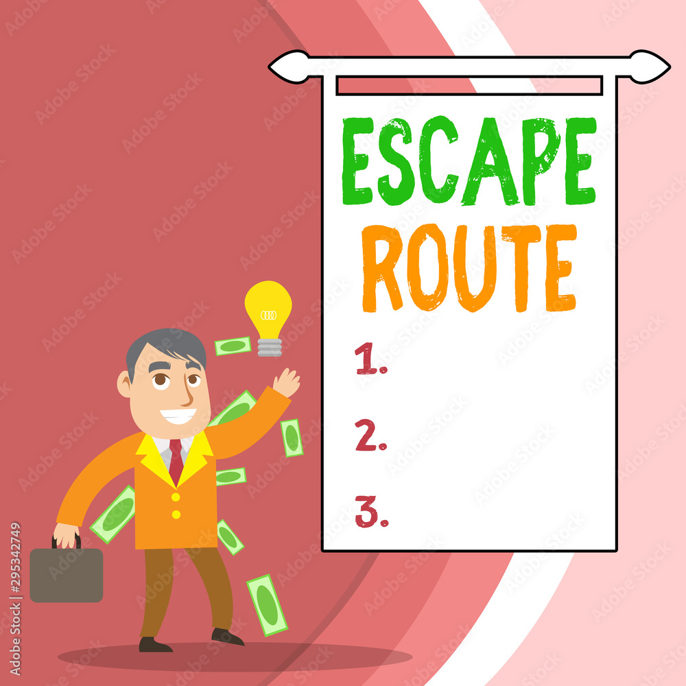 Handwriting text Escape Route. Conceptual photo a route by which a ...