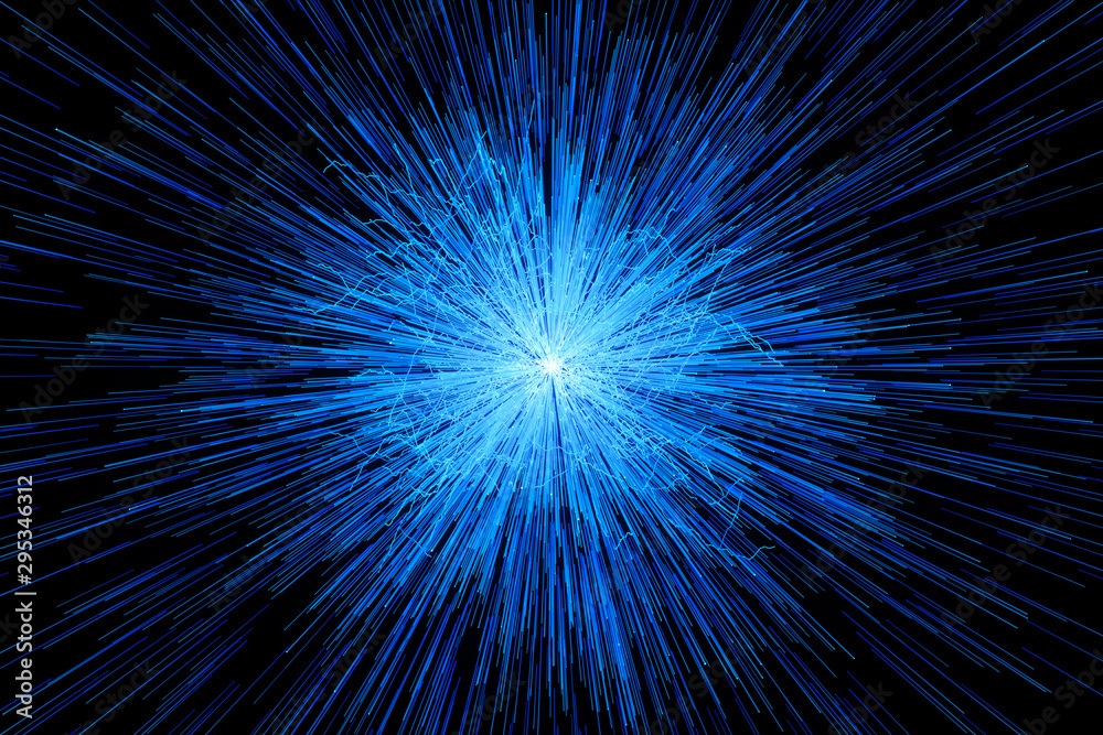 Blue glowing radial lines, magical lines, 3d rendering. Stock ...