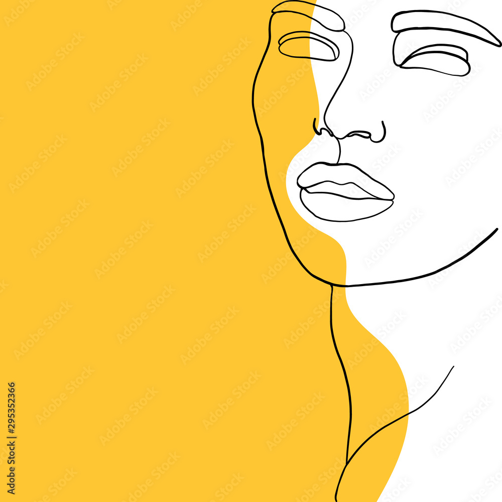 Continuous line, drawing of beauty woman face, fashion concept, woman ...