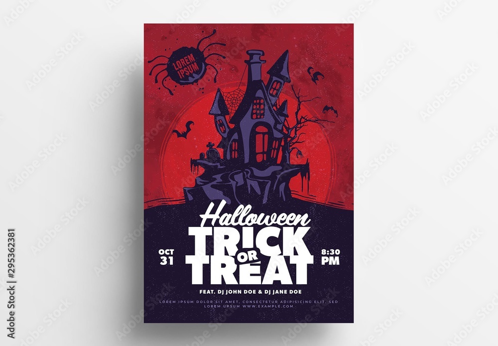 Halloween Illustrative Flyer Layout with Haunted House Stock Template ...
