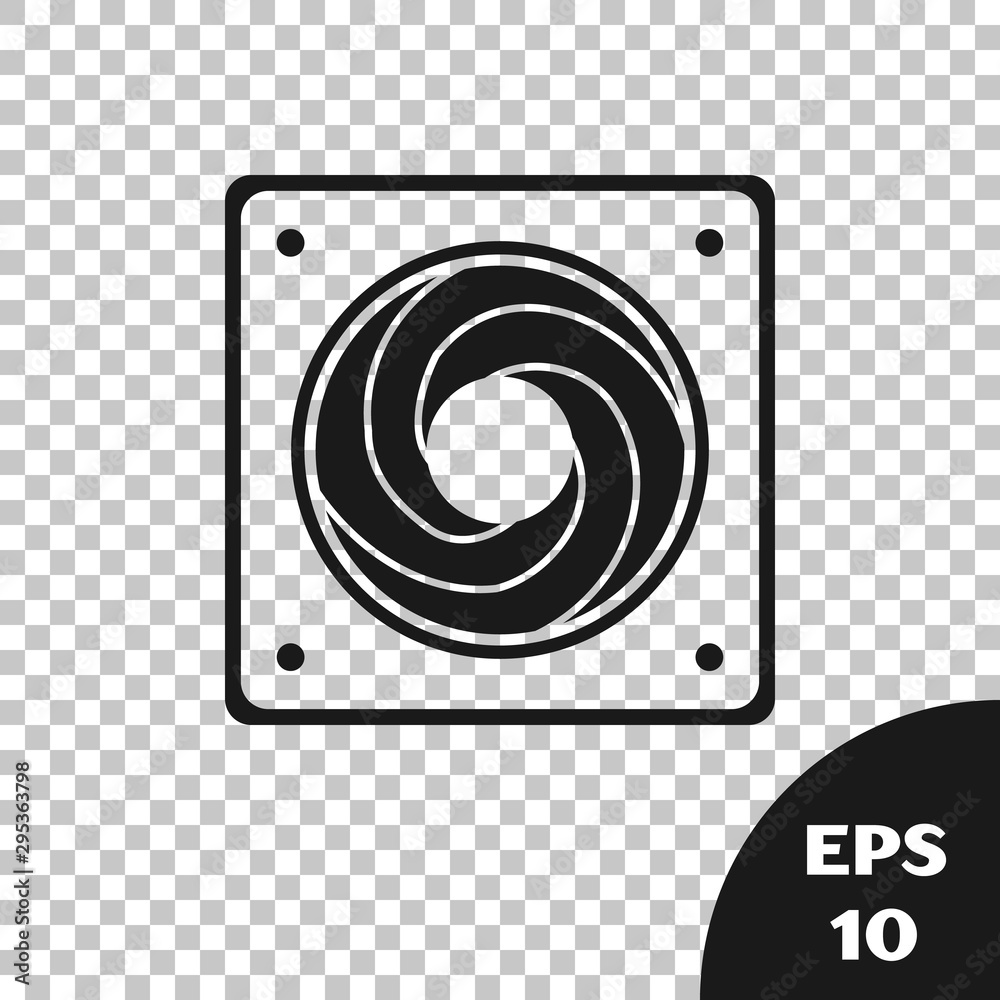 Black Computer cooler icon isolated on transparent background. PC ...