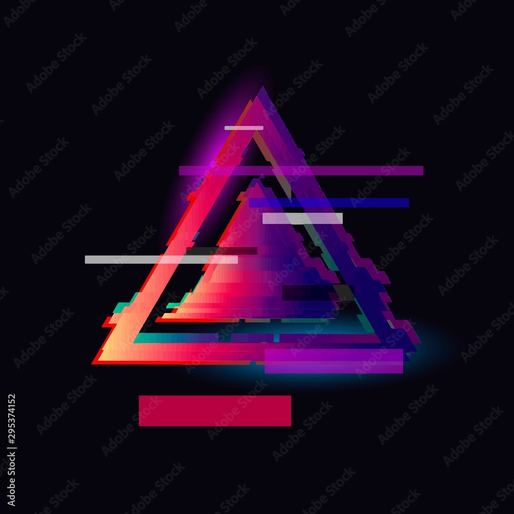 Glitched Triangle Frame Design. Distorted Glitch Style Modern ...