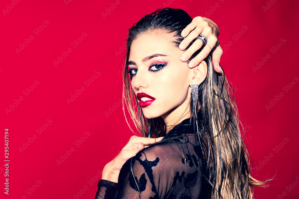 Beautiful woman with perfect figure and pretty face. Beauty woman face ...