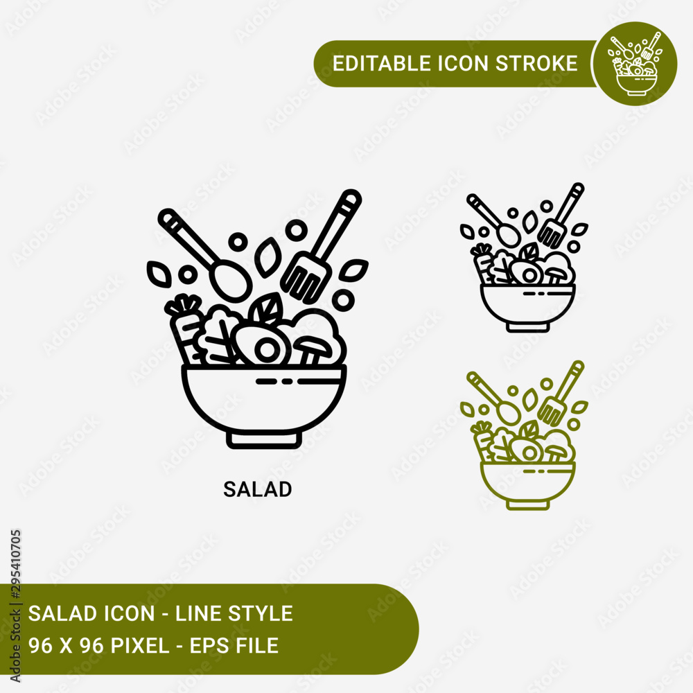 Salad icons set vector illustration with icon line style. Editable ...