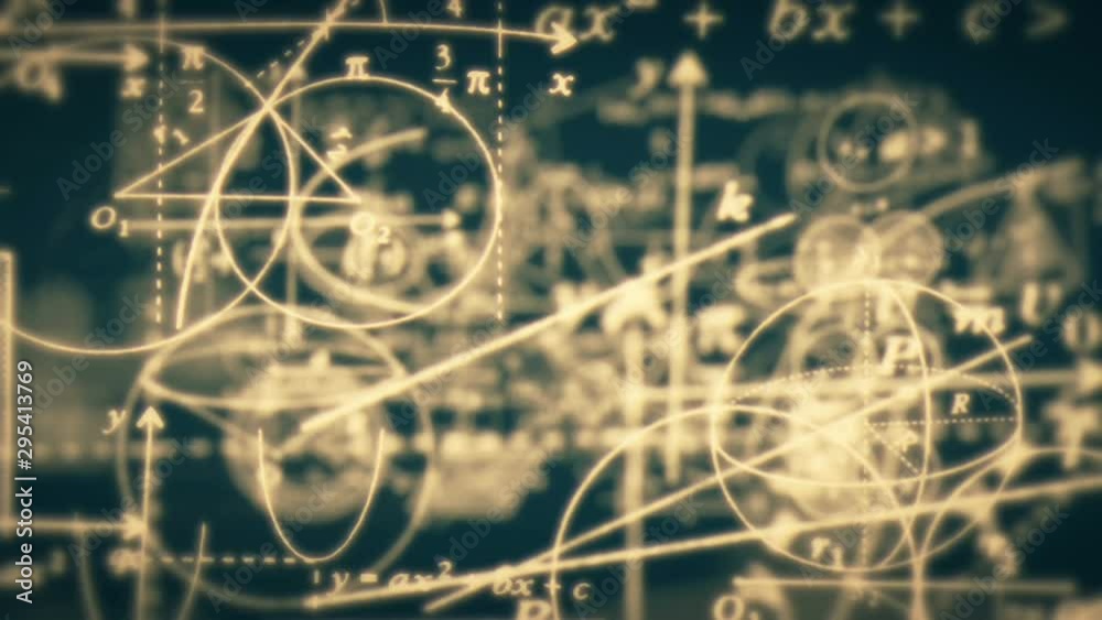 Loopable Math Symbols Journey Flying Through Camera. Animation looped ...