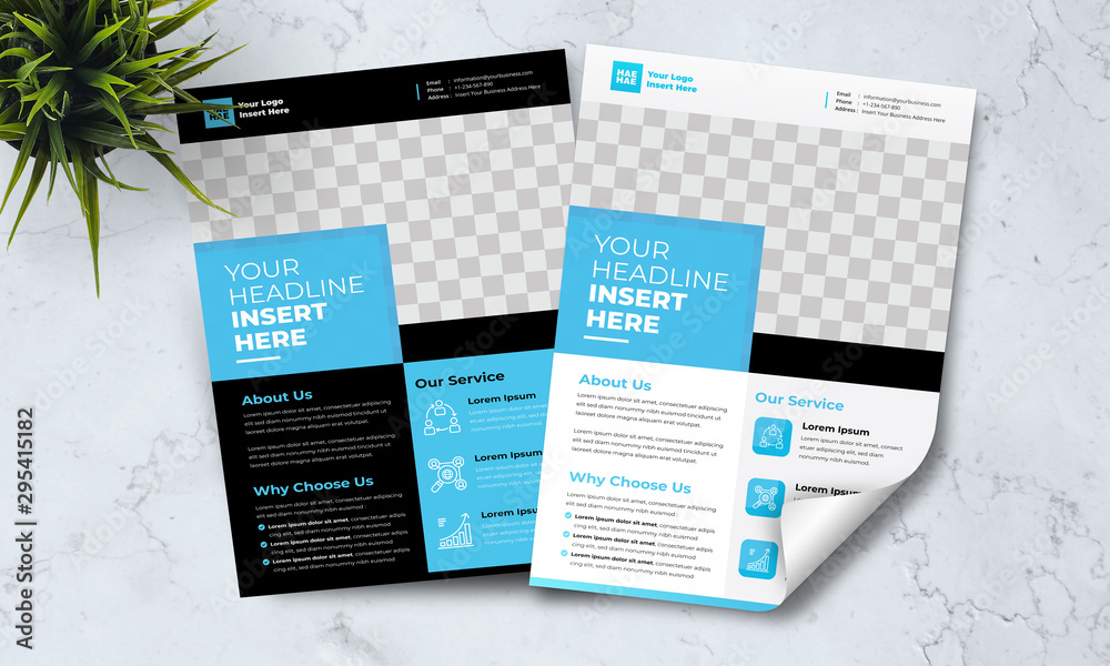 A4 business template flayer vol 8 with orange, blue, white and grey ...