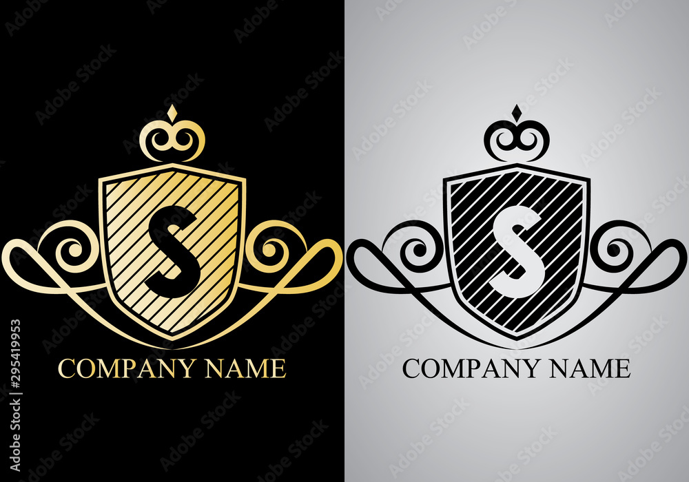 Crest logo isolated on background. Letter s logo, Initials logo ...