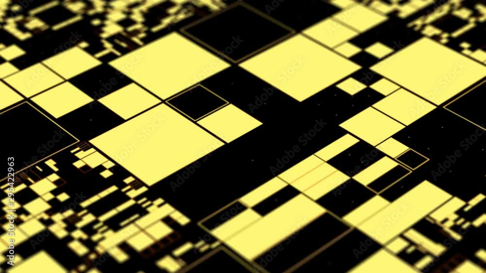 3d abstract background made of random blinking square and rectangle ...