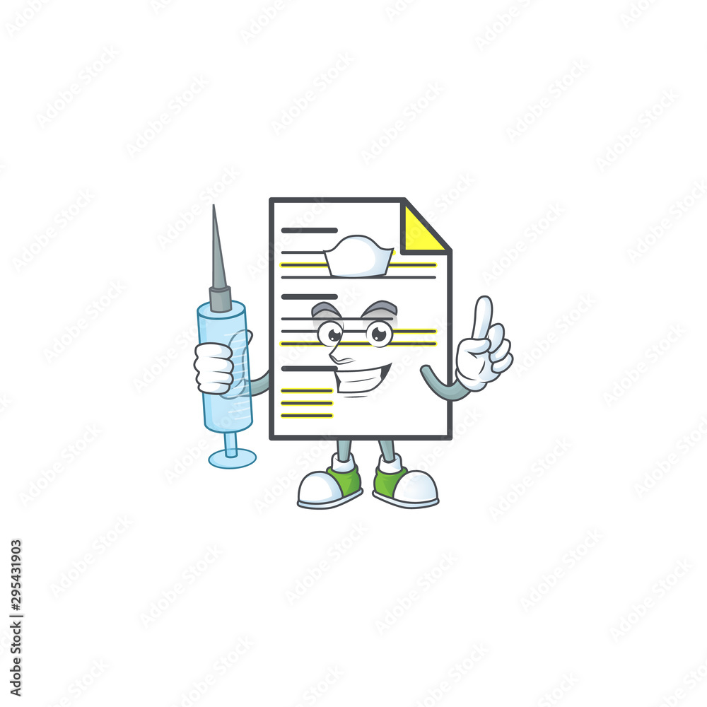 Nurse document in the cartoon character mascot. Stock Vector | Adobe Stock