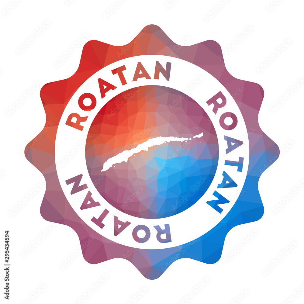 Roatan low poly logo. Colorful gradient travel logo of the island in ...