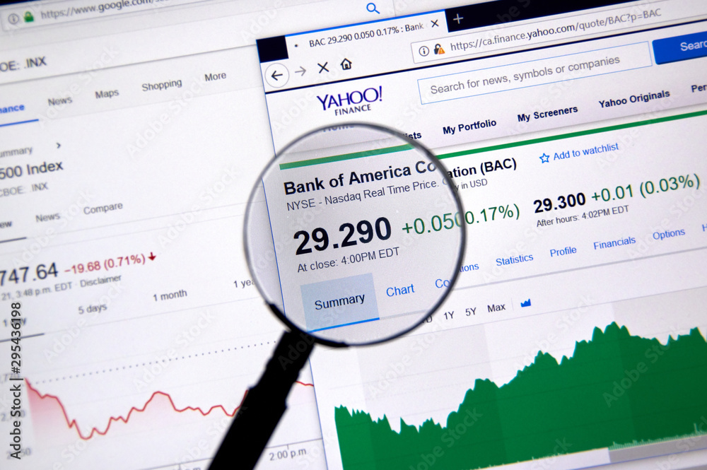 Bank of America Corporation ticker with charts Stock Photo | Adobe Stock