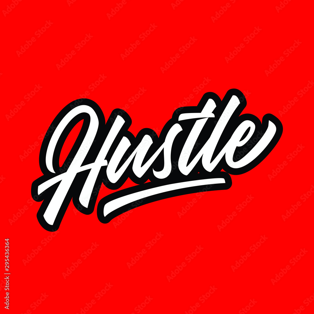 hustle logotype design with awesome script lettering and retro color ...