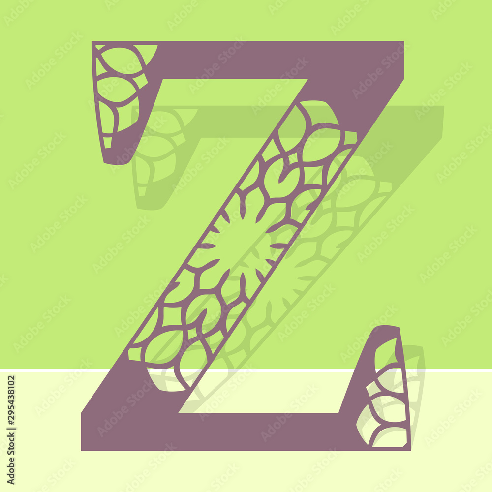 Laser cutting letter Z. Woodcut vector design. Plywood lasercut gift ...