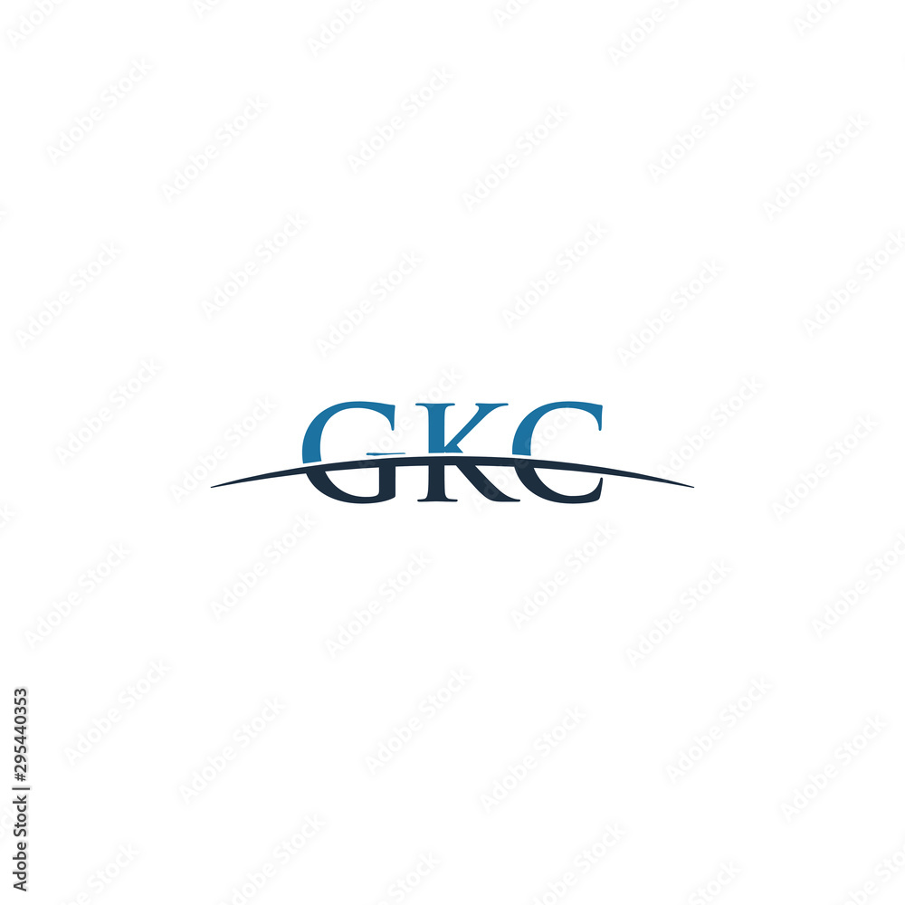 Initial letter GKC, overlapping movement swoosh horizon logo company ...