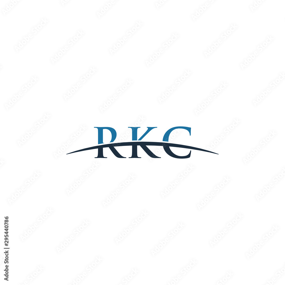Initial letter RKC, overlapping movement swoosh horizon logo company ...