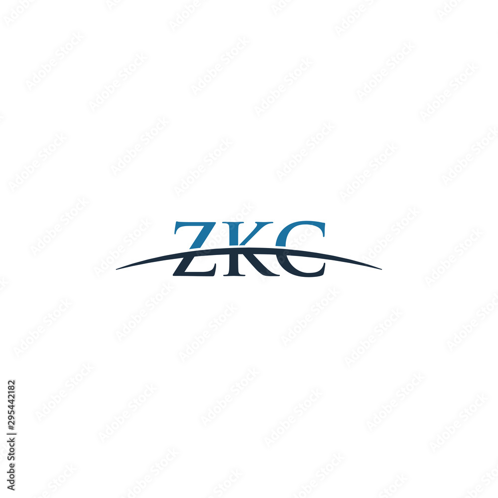 Initial letter ZKC, overlapping movement swoosh horizon logo company ...