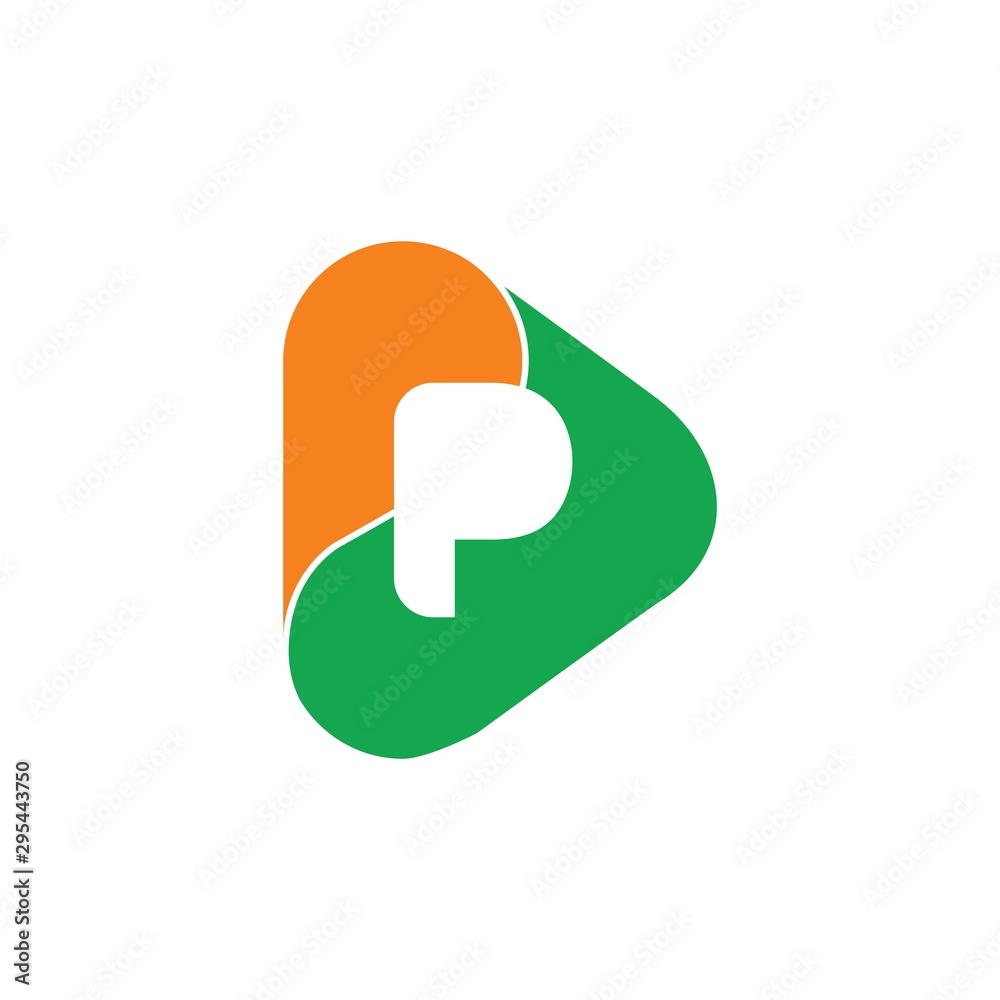letter p symbol triangle curves logo vector Stock Vector | Adobe Stock