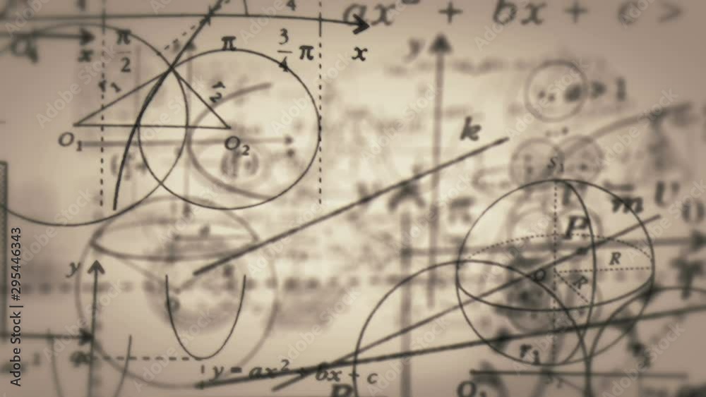 Loopable Math Symbols Journey Flying Through Camera. Animation looped ...