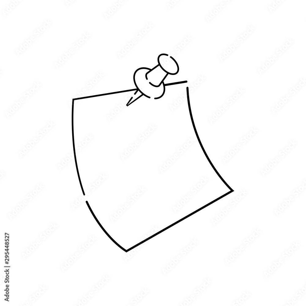 Icono plano lineal chincheta y papel en color negro Stock Vector ...