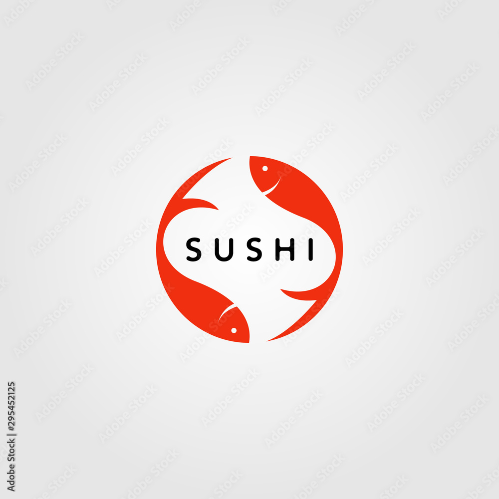 sushi japan fish food logo design vector illustration design Stock ...