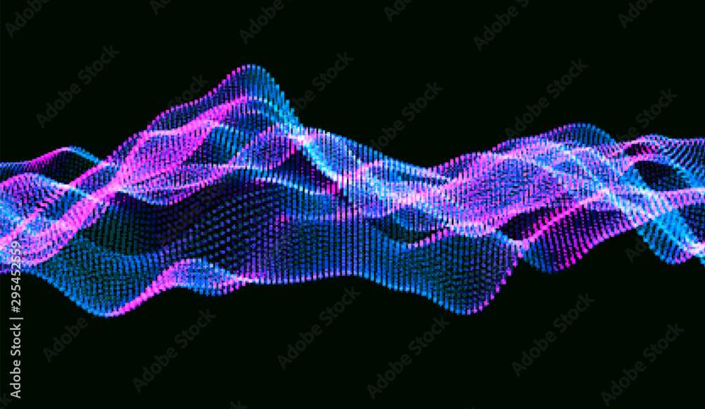 EPS10. Wave of particles. Abstract background with a dynamic wave . Big ...