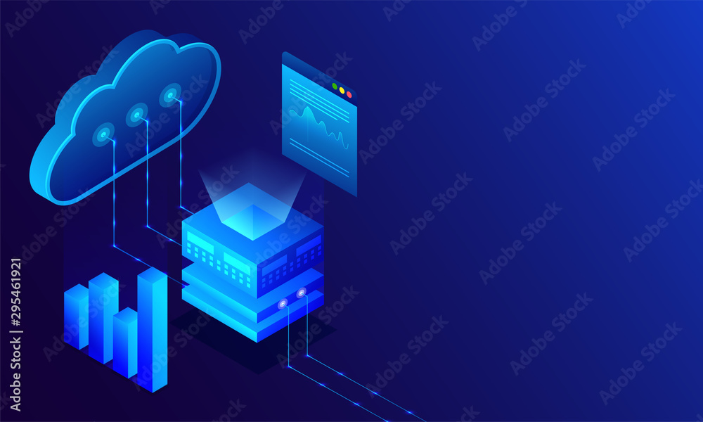 Data center concept based isometric design, illustration of main server ...