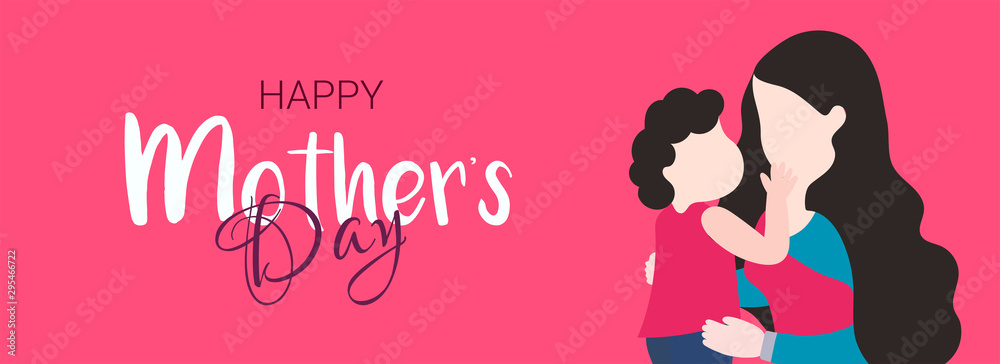 Website header or banner design with illustration of mother loving her ...