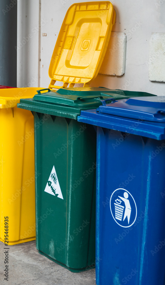 Garbage Trash Bins for collecting a recycle materials. Garbage trash ...