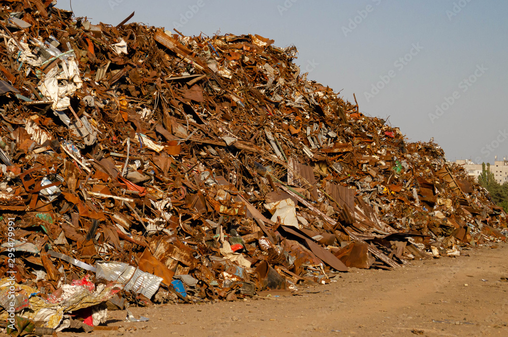 Scrap metal. Scrap. Mountains of metal trash. Waste of human activity ...