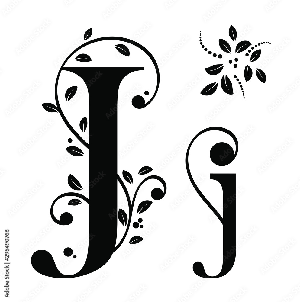 Decorated Alphabet with ornaments vintage vector, Letter J upper and ...