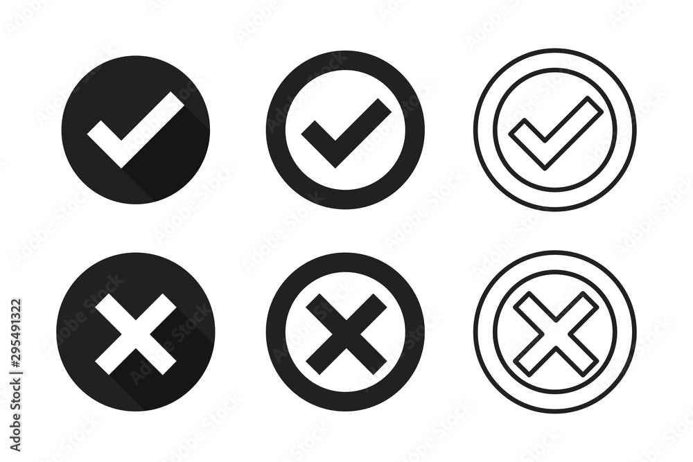 Black check cross isolated vector icon in modern style with shadow on ...