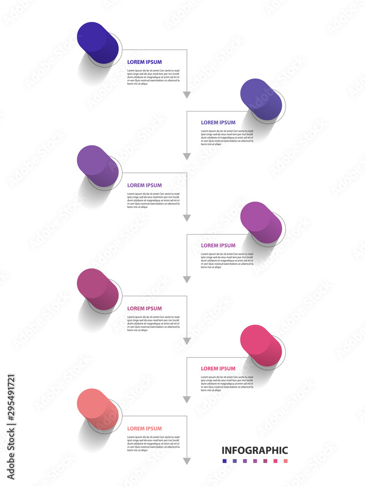 Infographic design with 7 step, Infographic business concept, Flow ...