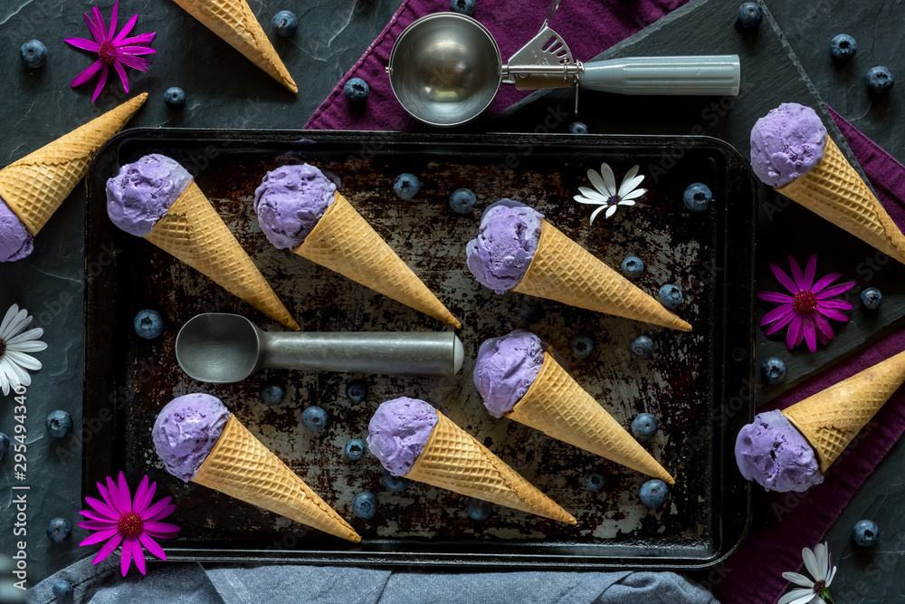 Ube ice cream cones. Stock Photo | Adobe Stock