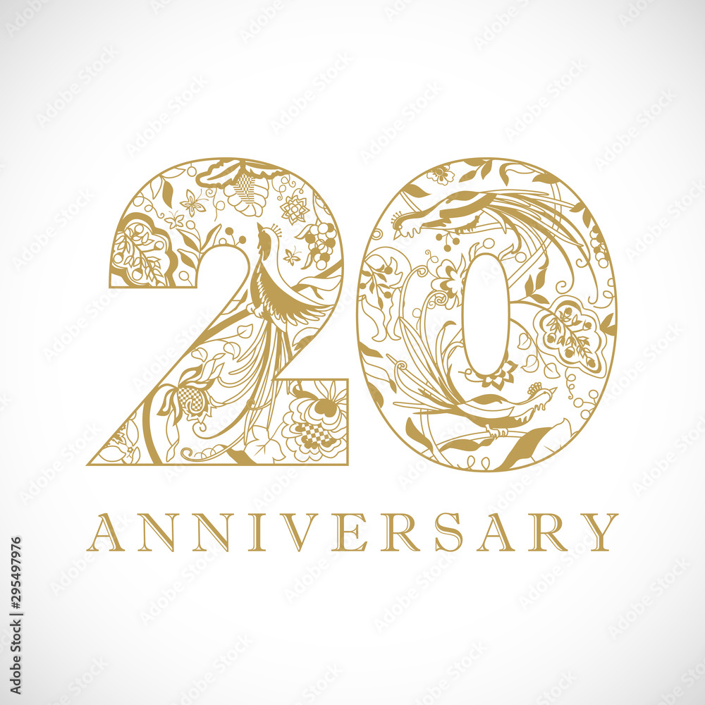 20 years old logotype. 20 th anniversary numbers. Decorative symbol ...
