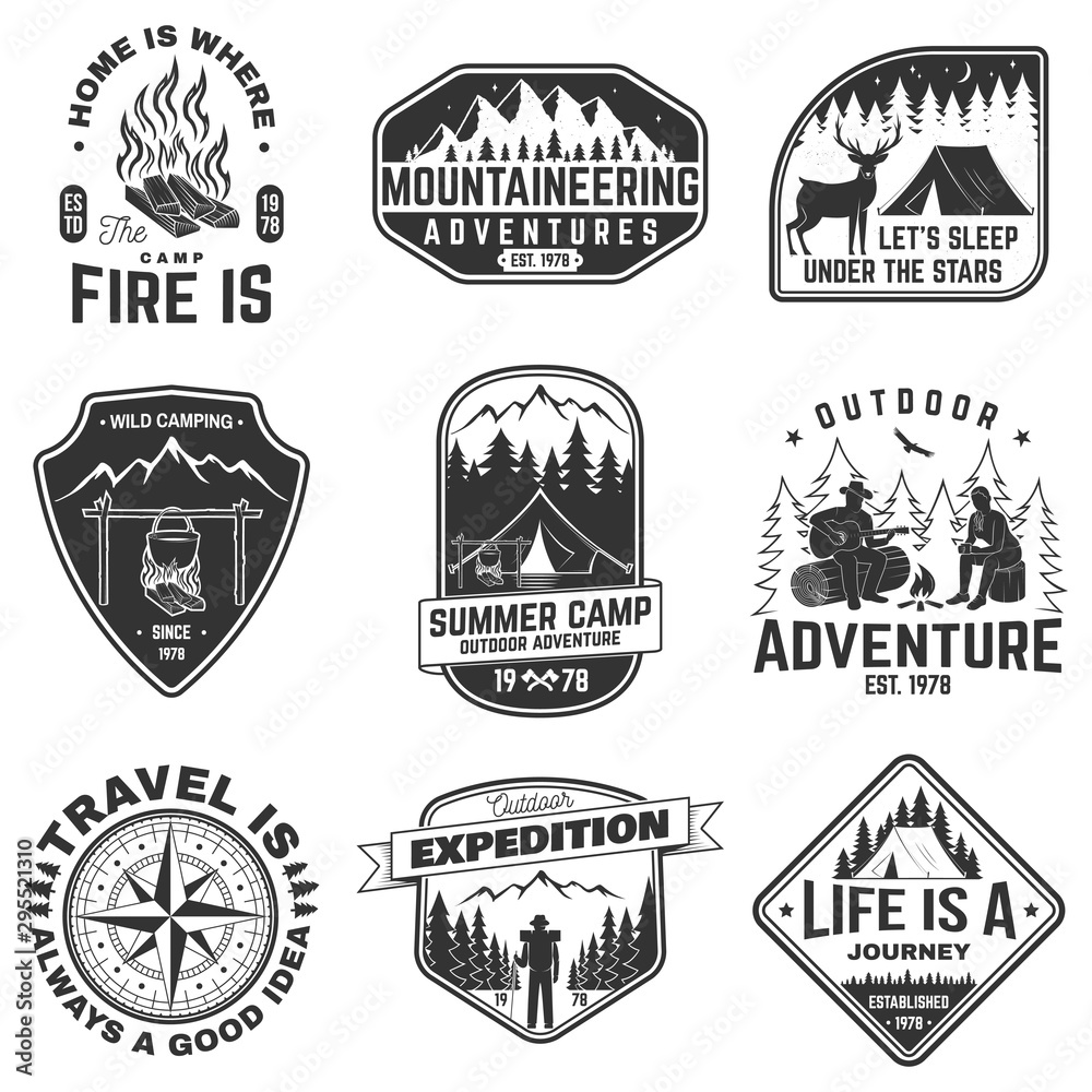 Set of outdoor adventure quotes symbol. Concept for shirt or logo ...
