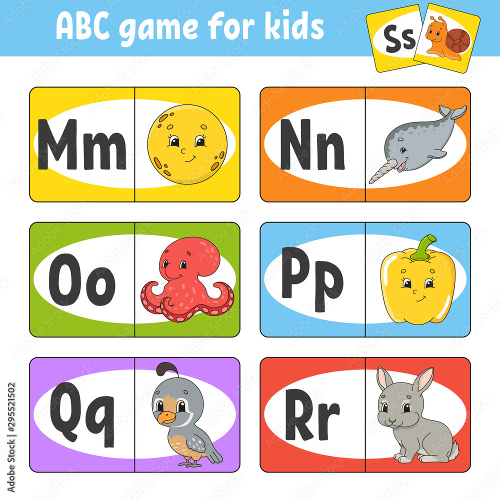 Set ABC flash cards. Alphabet for kids. Learning letters. Education ...