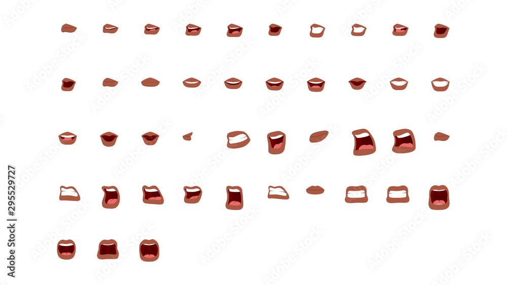 Cartoon Lip / Mouth poistions Stock Vector | Adobe Stock