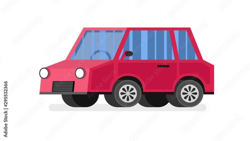 Cartoon red car animation. Looped animation. 4K resolution. vídeo do ...