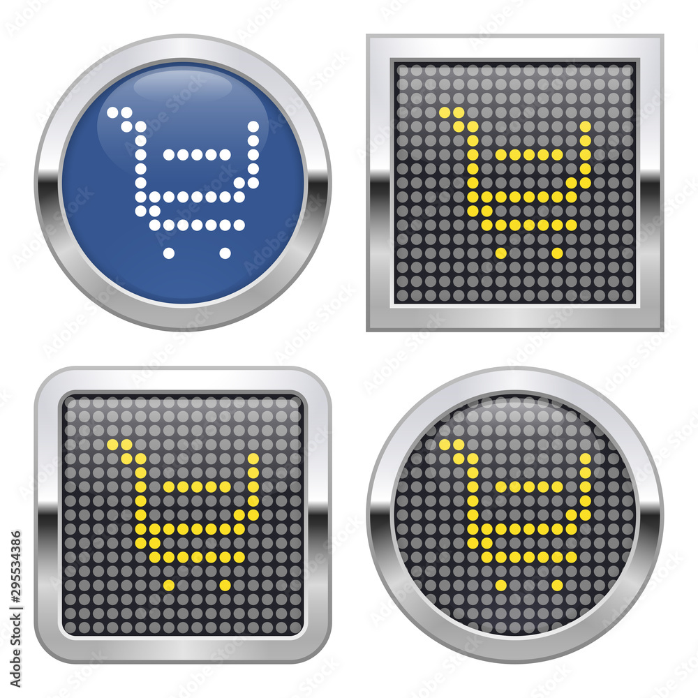 Dotted icon of shopping trolley with minus sign (remove from cart) on ...