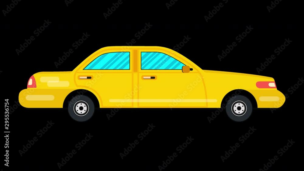 Cartoon yellow car animation. Looped animation with alpha channel. 4K ...