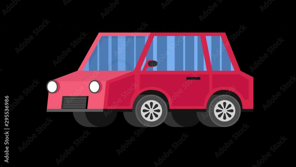 Cartoon red car animation. Looped animation with alpha channel. 4K ...