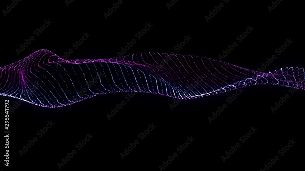 Abstract 4k. Motion graphic. Dynamic backdrop. Blue and violet colors. Wavy lines animated ...