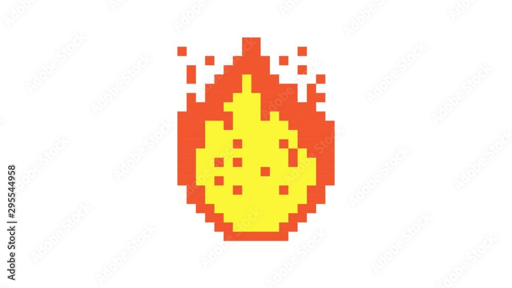 Pixel fire animation. Pixel art. Retro game style. Looped animation. 4K ...